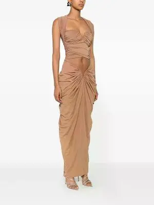 MITILIANE COUTURE Draped Maxi Dress With Cut-out Detail