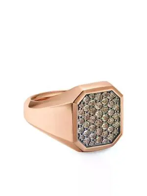 David Yurman 18k Rose Gold Streamline® Signet Ring With Brown Diamonds