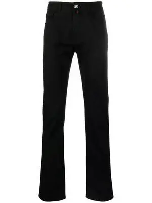 BILLIONAIRE Logo Embroidered Straight-leg Jeans - Black