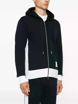 Thom Browne Panelled Zip-up Cotton Hoodie