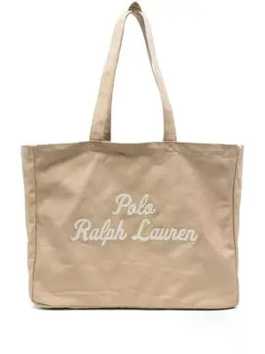 Polo Ralph Lauren Embroidered-logo Canvas Tote Bag - Neutrals