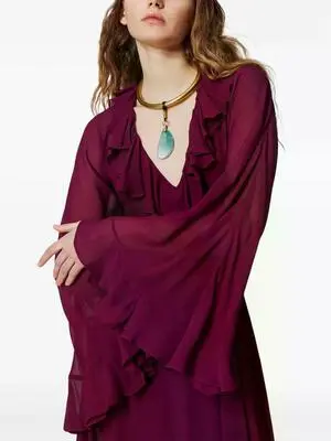 TWINSET Maxi Dress With V-neck And Ruffled Trim - Red