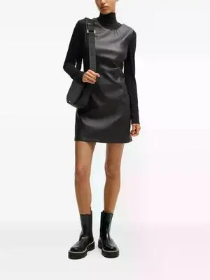 BOSS Faux-leather Mini Dress - Black