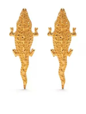 NATIA X LAKO Crocodile Motif Earrings In Brass - Gold
