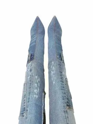 Dolce & Gabbana Patchwork Denim Knee-high Boots