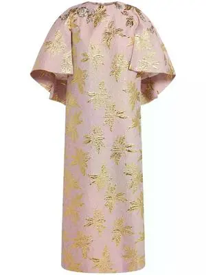 Dice Kayek Brocade Maxi Dress With Cape Design - Pink