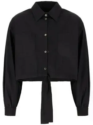 DEPARTMENT 5 Cotton Shirt With Front Tie Detail - Black