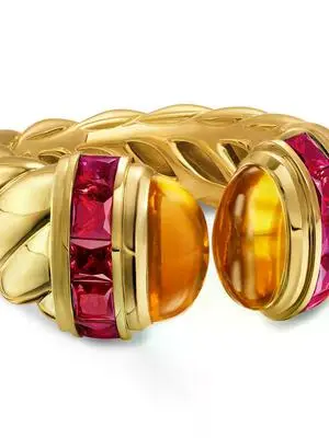 David Yurman 18kt Yellow Citrine And Tourmaline Cocktail Ring