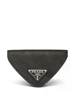 Prada Saffiano Logo-plaque Coin Wallet - Black
