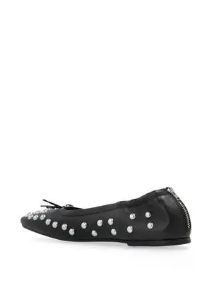 GOLDEN GOOSE Leather Ballet Flats With Stud Embellishment And Zip Fastening
