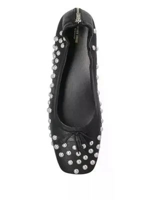 GOLDEN GOOSE Leather Ballet Flats With Stud Embellishment And Zip Fastening