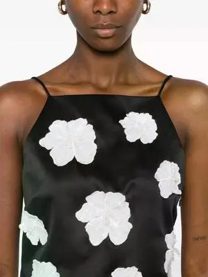 ROTATE BY BIRGER CHRISTENSEN Floral Sequin Appliqué Satin Top