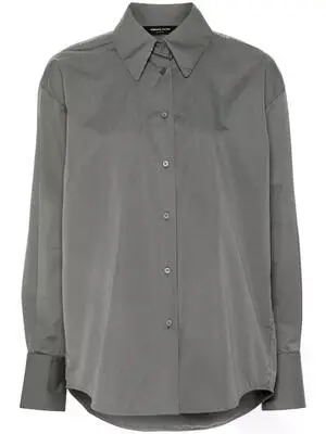 Fabiana Filippi Beaded-trim Cotton Poplin Shirt - Grey