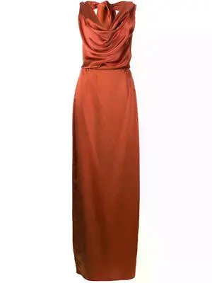 Voz Convertible Halterneck Silk Dress - Red