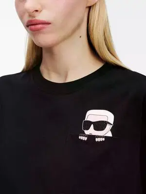 Karl Lagerfeld Organic Cotton Crystal Embellishment T-shirt