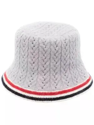 Thom Browne Cable-pointelle Bucket Hat - Grey