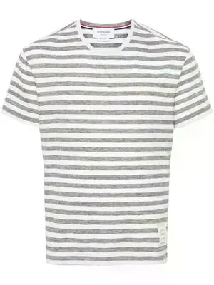 Thom Browne Striped Linen T-shirt - White