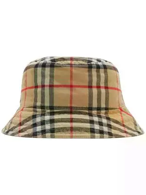 Burberry Check Cotton Bucket Hat - Neutrals