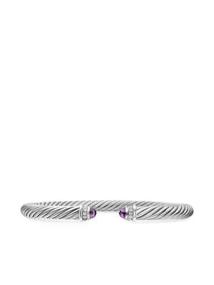David Yurman Sterling Amethyst And Diamond Cable Bracelet - Silver