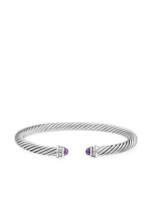 David Yurman Sterling Amethyst And Diamond Cable Bracelet