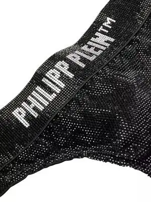 Philipp Plein Metallic Crystal-embellished Thong - Black