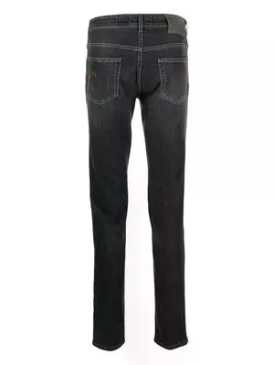 BARBA NAPOLI Logo Patch Stretch Skinny Jeans - Black