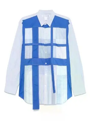 Comme Des Garçons Patchwork Striped Shirt - Blue