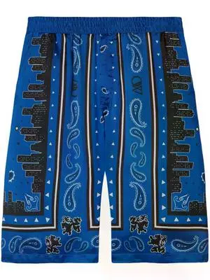 Off-White Paisley Print Shorts - Blue