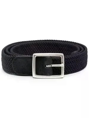 DELL'OGLIO Braided Suede-trim Elasticated Belt - Blue