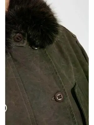 Kenzo Faux Fur Trimmed Cropped Jacket