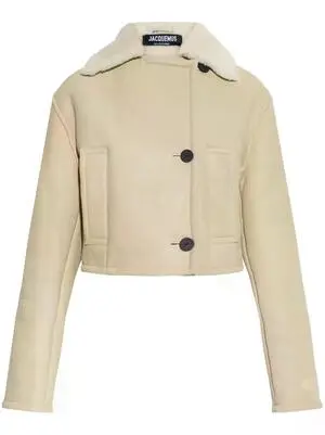 Jacquemus Double-breasted Shearling Jacket - Neutrals