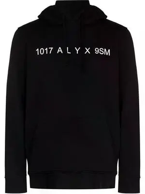 1017 Alyx 9sm Logo Print Drawstring Hoodie - Black