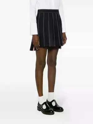 Thom Browne Striped Pleated Wool Miniskirt