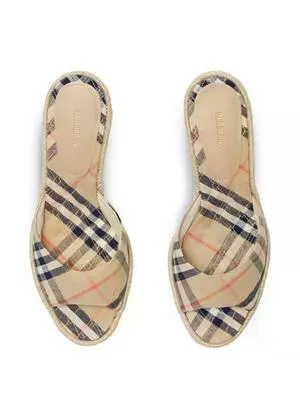 Burberry Check Espadrille Mules - Neutrals