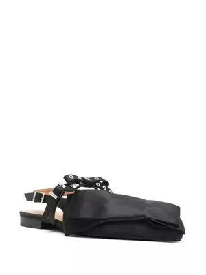 GANNI Big Bow Slingback Ballerinas - Black