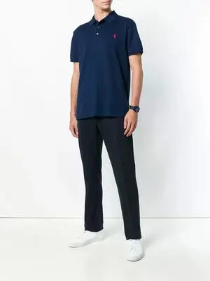 Polo Ralph Lauren Embroidered Logo Stretch Cotton Polo Shirt - Blue