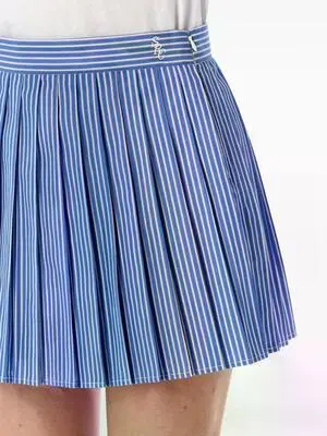SPORTY & RICH Pleated Stripe Mini Skirt - Blue
