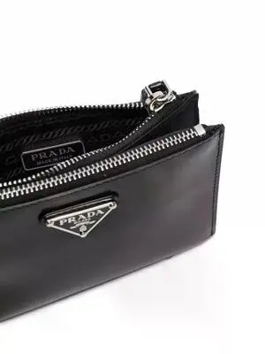 Prada Logo Plaque Zip-up Wallet