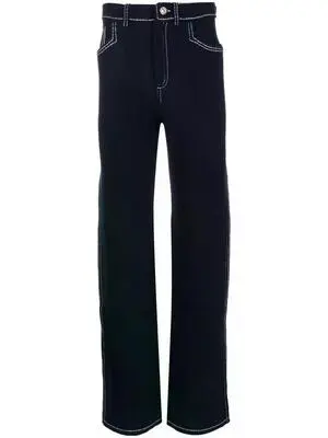 BARRIE High-rise Wide-leg Trousers With Contrast Stitching