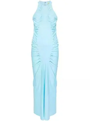 Gauge81 Halterneck Ruched Maxi Dress - Blue