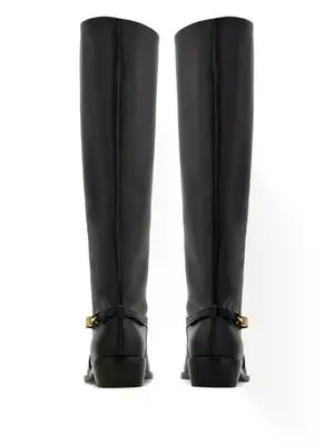 FERRAGAMO Leather Knee-high Boots With Gancini Plaque