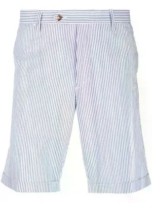 LARDINI Striped Cotton Chino Shorts - Blue