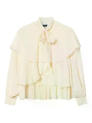 TWINSET TWINSET Layered Halterneck Blouse With Tie Fastening Neutrals