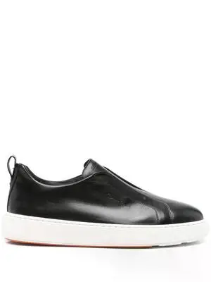 Santoni Slip-on Leather Sneakers - Black