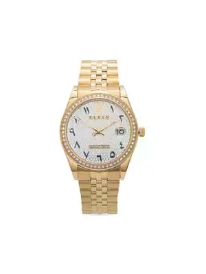 Philipp Plein Date Superlative 38mm Watch With Crystal Embellishments - Silver