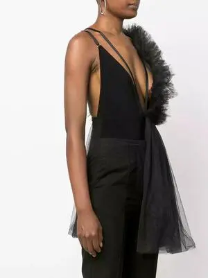 Alchemy Fashions Ruffled Detail V-neck Bodysuit
