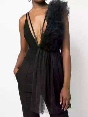 Alchemy Fashions Ruffled Detail V-neck Bodysuit