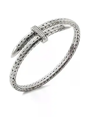 John Hardy Sterling Spear Flex Diamond Cuff Bracelet