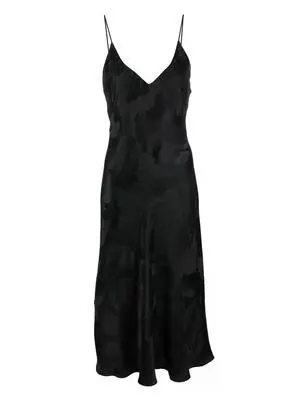 Carine Gilson Silk Jacquard-print Midi Slip Dress - Black
