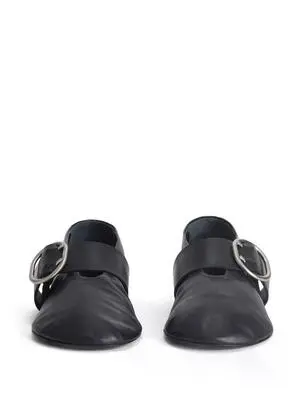 JIL SANDER Ovine Leather Ballerina Shoes With Buckle Fastening - Black